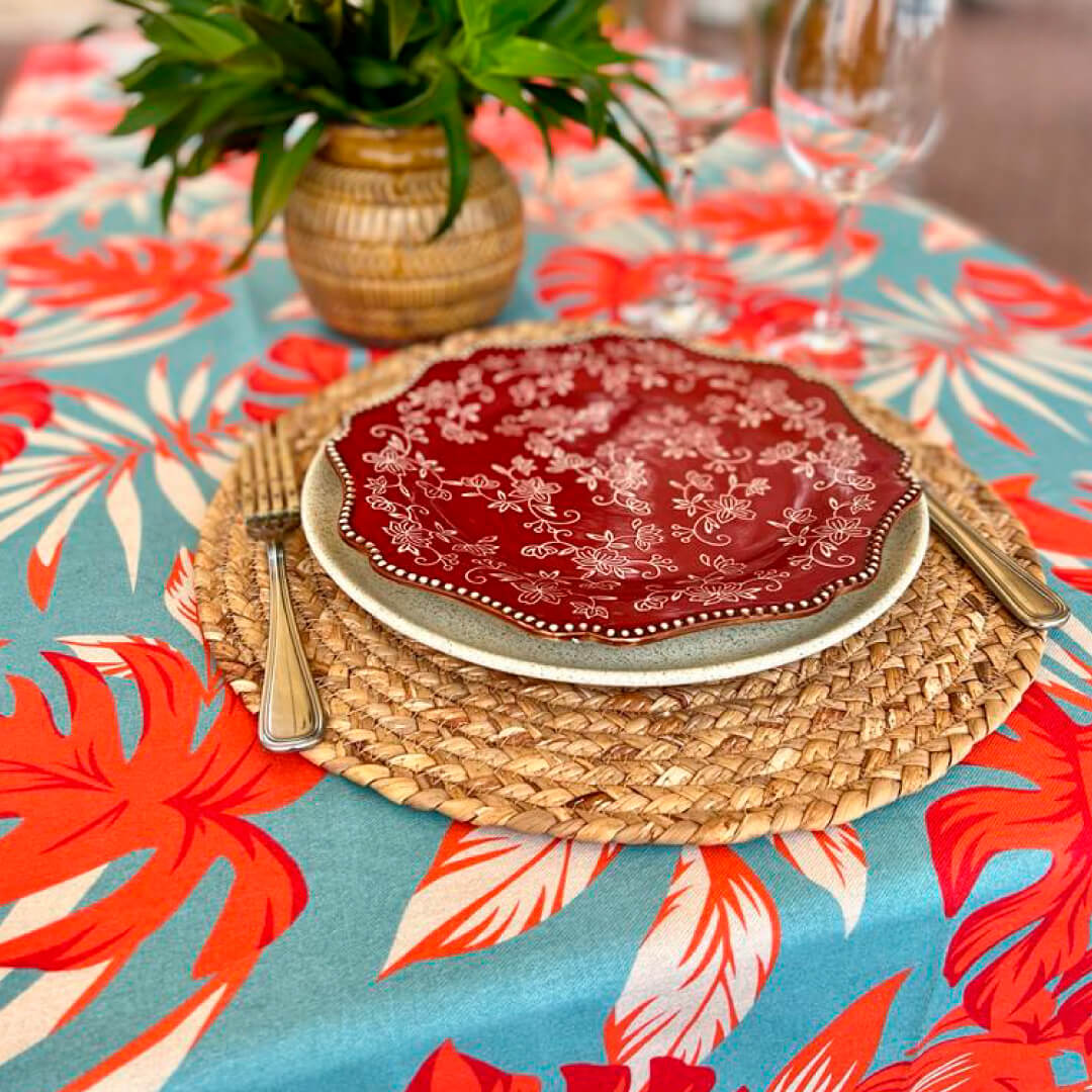 Mantel Red Palms 270 x 185 cm – Plumas Home